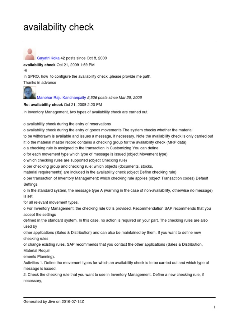 Configuring Availability Checks in SAP | PDF | Inventory | Information ...
