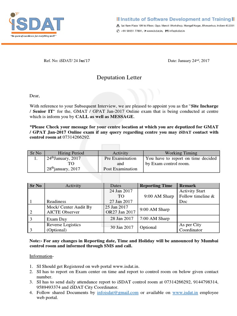 Deputation Letter For SI | PDF | World Wide Web | Internet & Web
