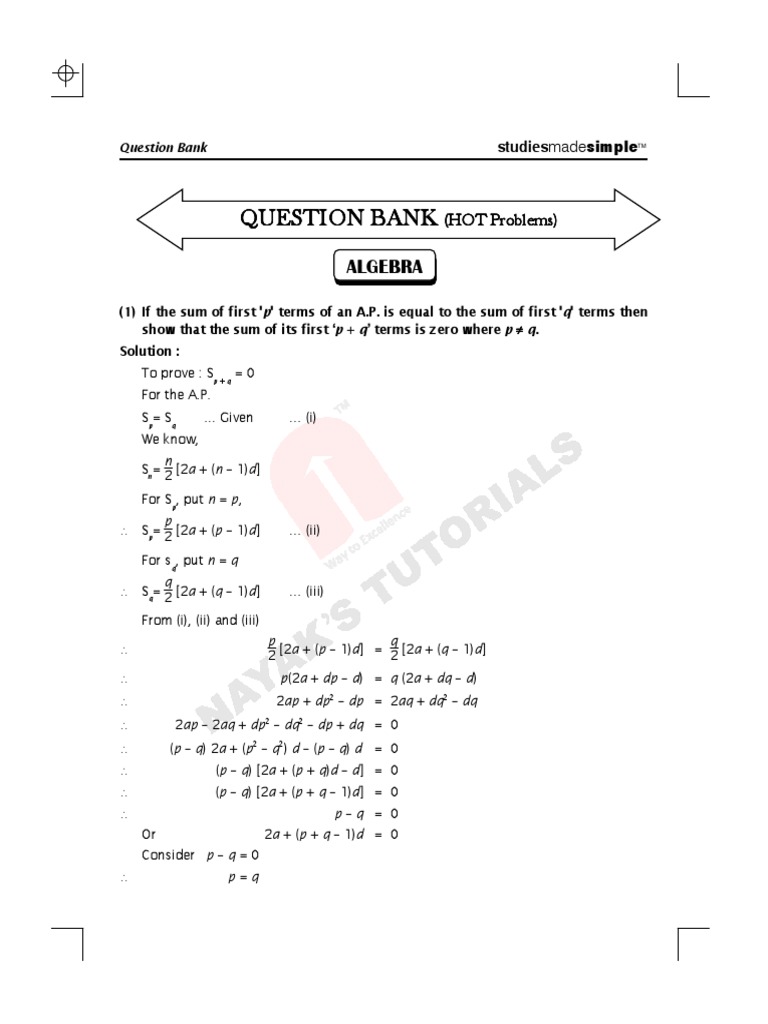 SSC Algebra | PDF | Quadratic Equation | Elementary Mathematics