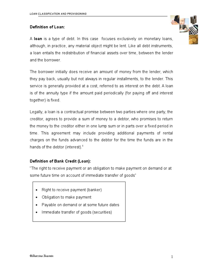 Definition of Loan | PDF | Debt | Loans