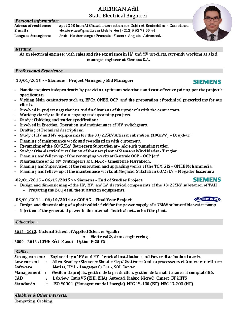 CV Aberkan Adil English | PDF | Electricity | Engineering