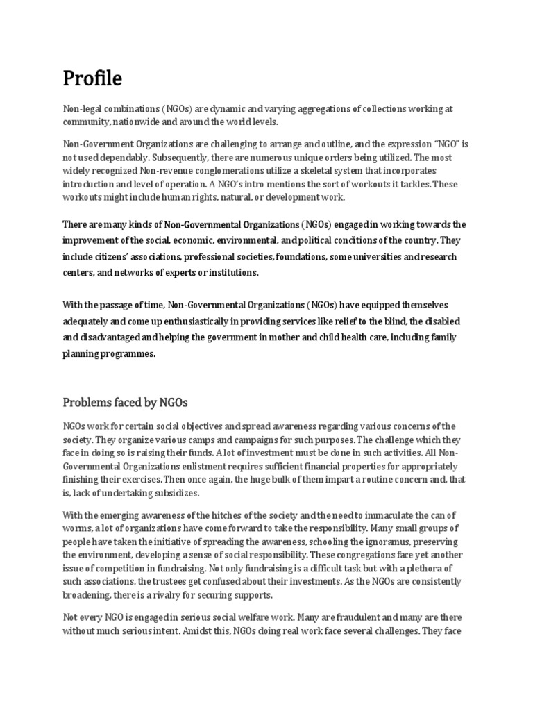 Company Profile | Non Governmental Organization | Volunteering