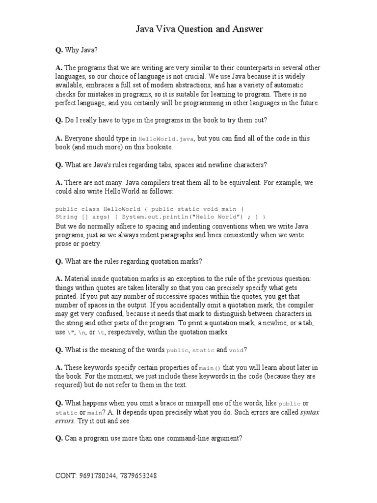 Java Viva Question and Answer | PDF | Java Virtual Machine | Object Oriented Programming