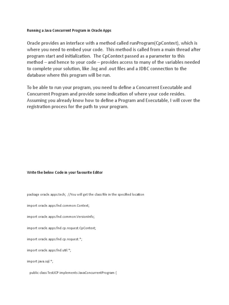Running A Java Concurrent Program In Oracle Apps Pdf Java Programming Language Oracle 5047