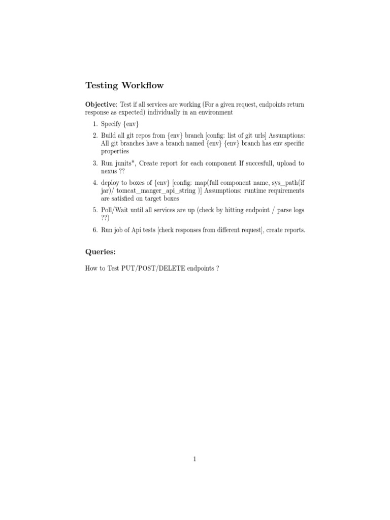 Testing Workflow: Objective: Test If All Services Are Working (For A ...
