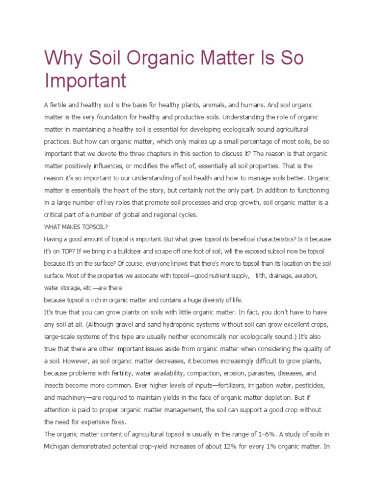 Why Soil Organic Matter Is So Important | PDF | Organic Matter | Soil