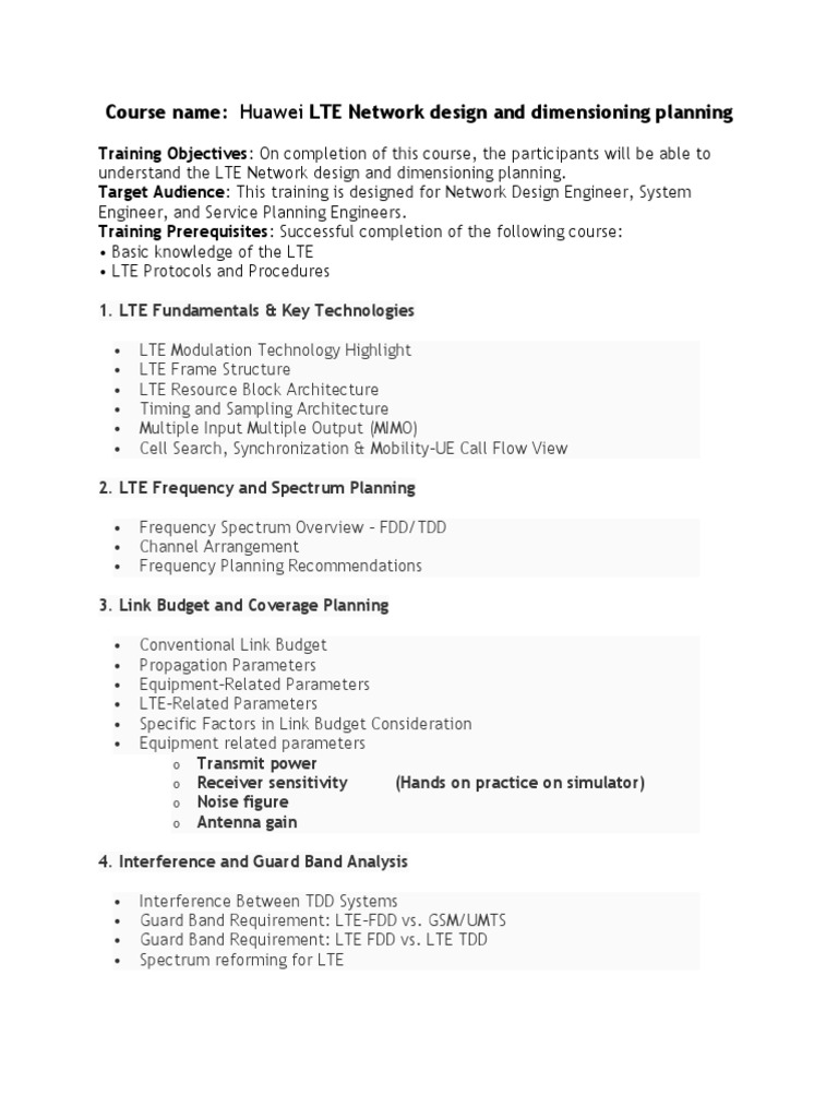 LTE Network Design | PDF | Lte (Telecommunication) | Mobile Technology