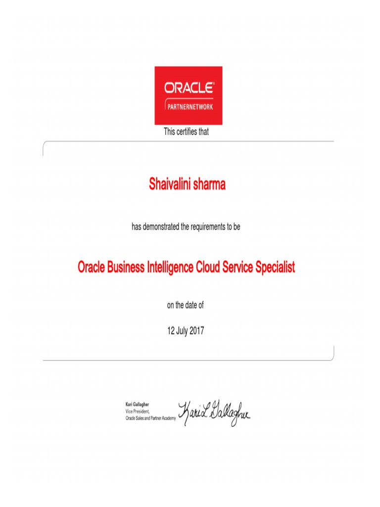 Oracle Certificate For BICS | PDF