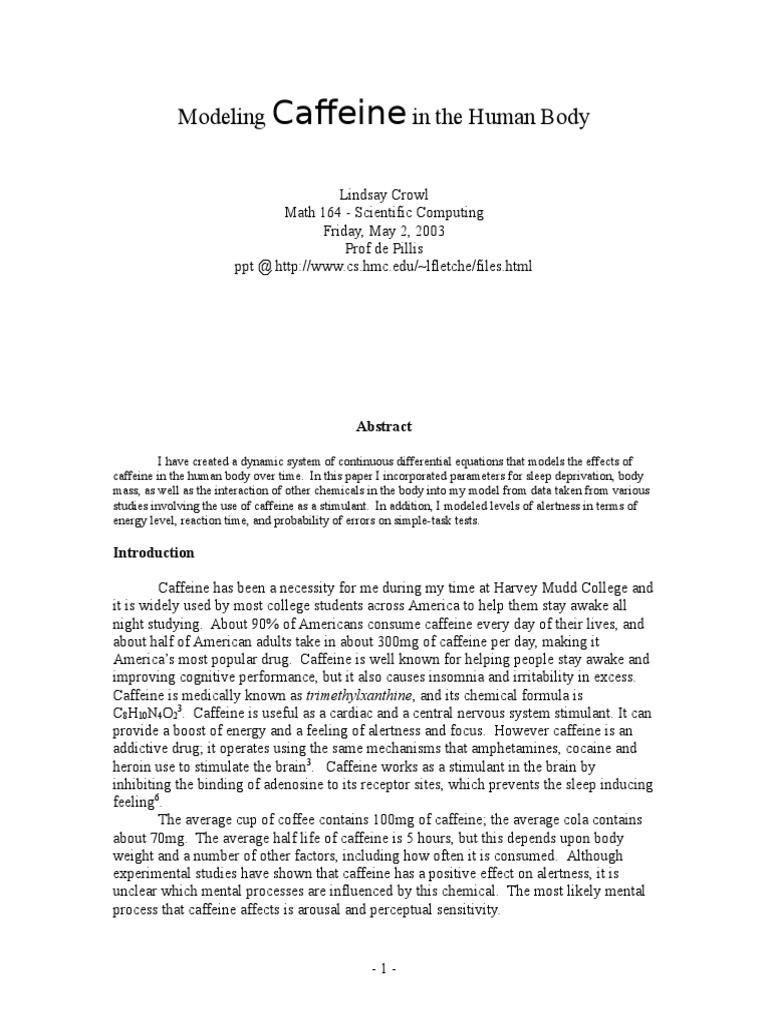 Caffeine: Modeling in The Human Body | PDF | Caffeine | Stimulant