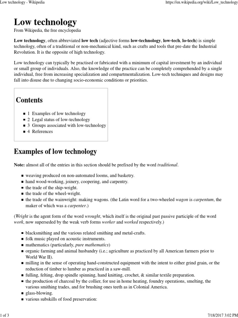 Low Technology: Low Technology, Often Abbreviated Low Tech (Adjective ...
