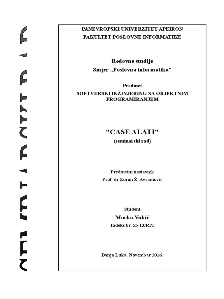 CASE ALATI - Seminarski Rad | PDF