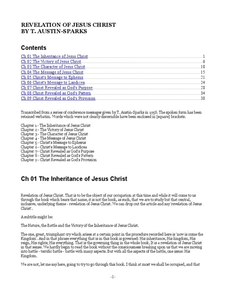 Revelation of Jesus Christ (B) (Autosaved | PDF | John The Apostle ...