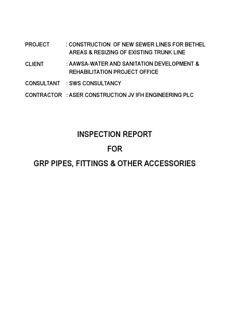 GRP Pipe Site Inspection Report | PDF