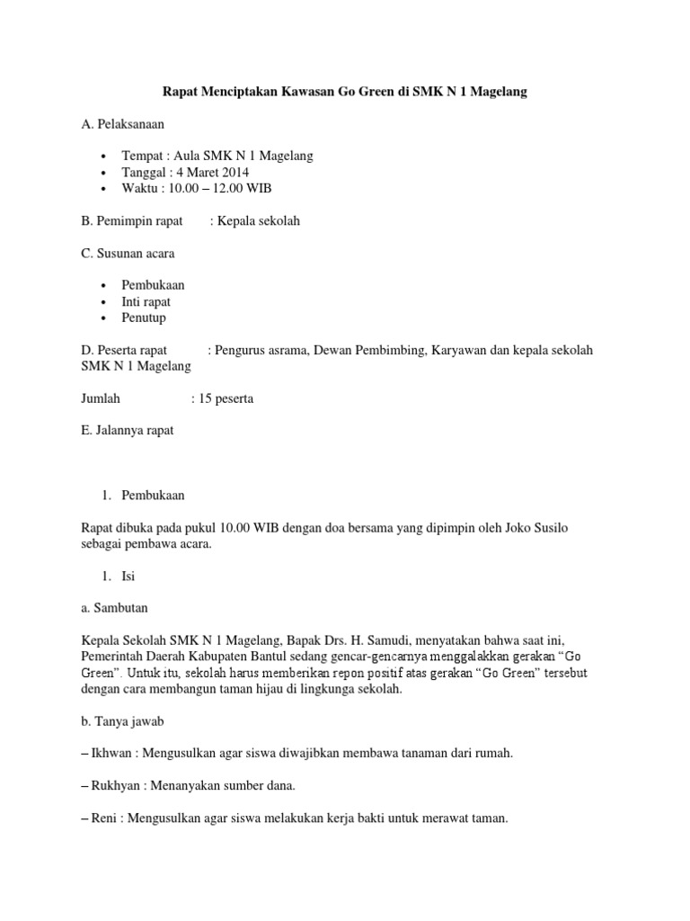 Contoh Notulen Rapat | PDF