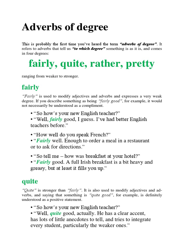 Understanding Adverbs of Degree | PDF | Adverb | Adjective