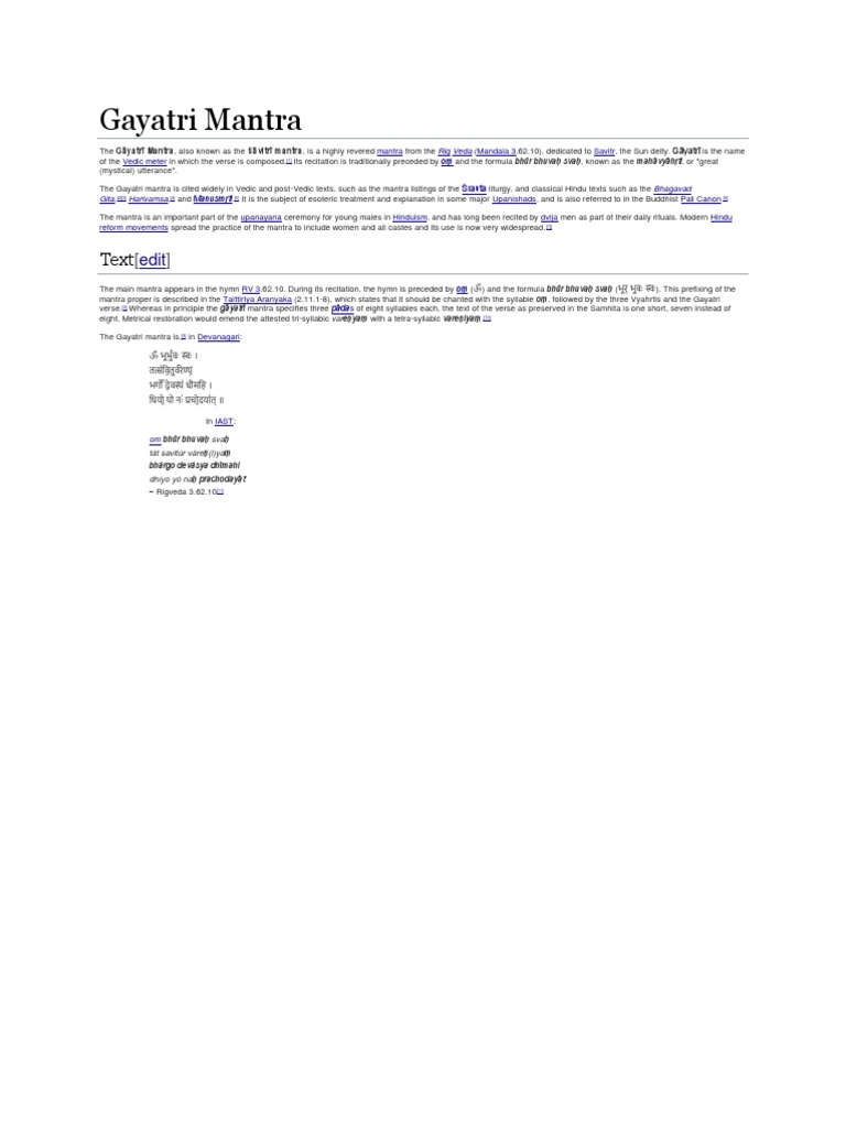 Gayatri Mantra: Gāyatrī Mantra, Also Known As The Sāvitrī Mantra, Is A ...