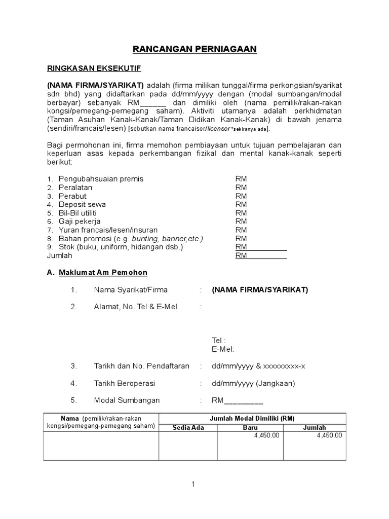 Contoh RP-Taska & Tadika | PDF
