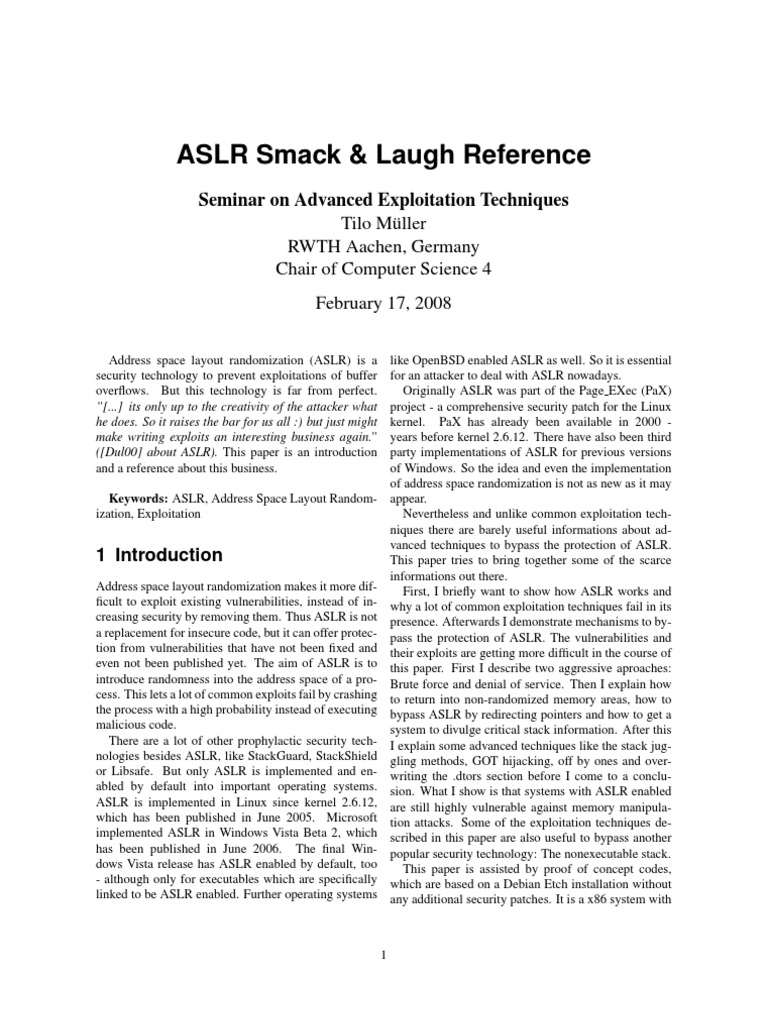 Bypassing Address Space Layout Randomization: An In-Depth Examination ...