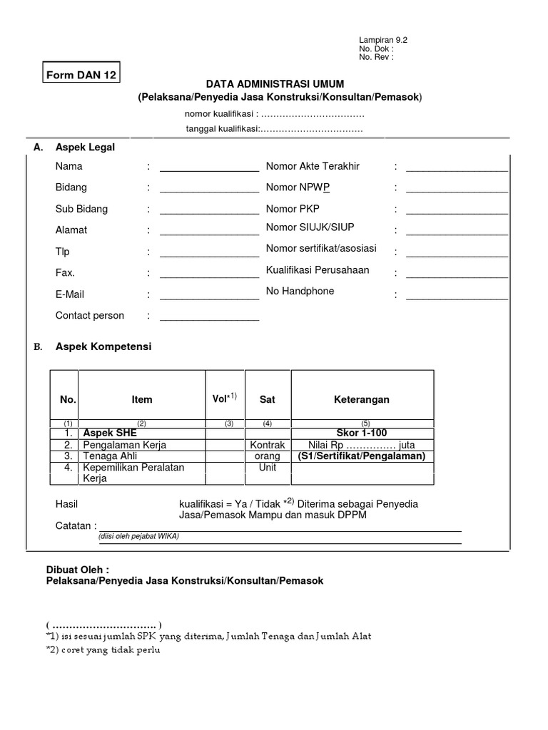 Form Kualifikasi Vendor-2 | PDF