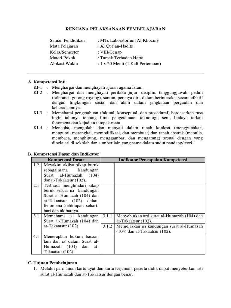 Contoh RPP Micro Teaching | PDF