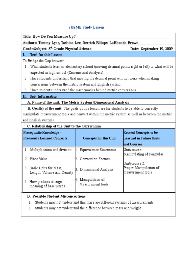 Metric Measurement Lesson Plan | Measurement | Volume