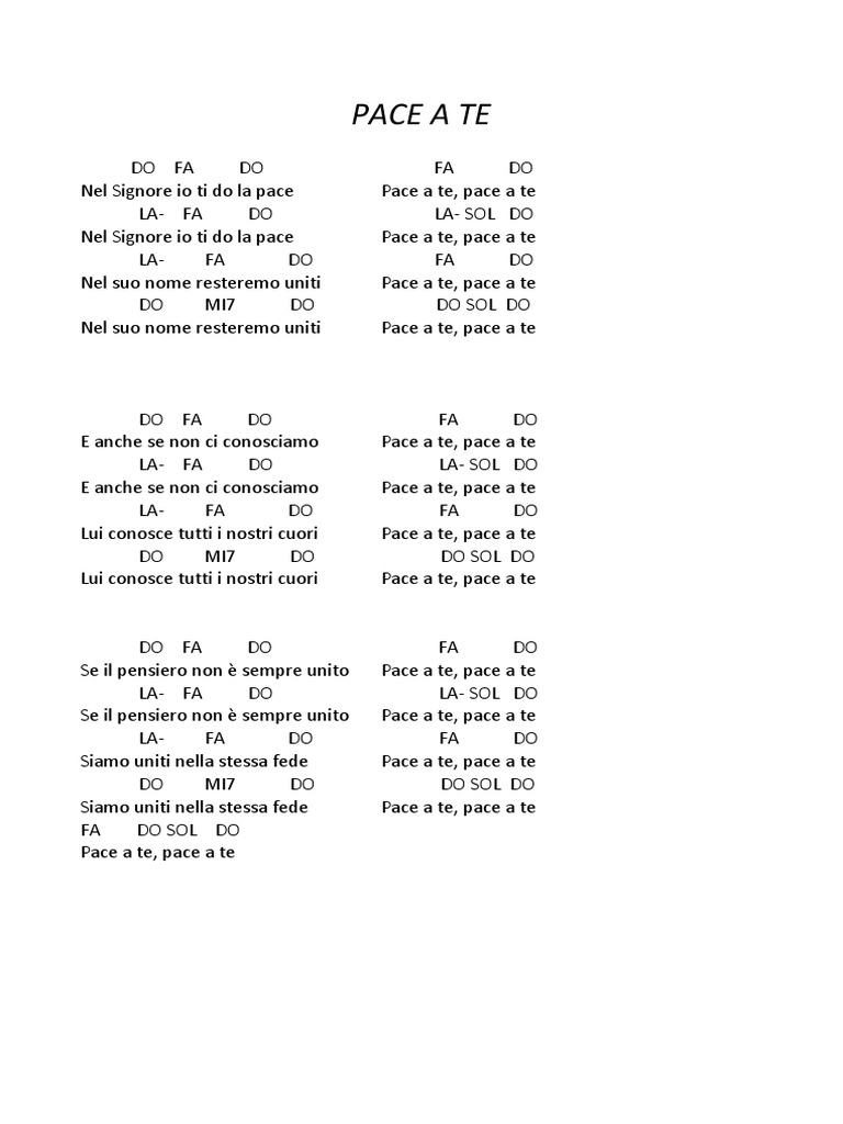 Pace A Te | PDF