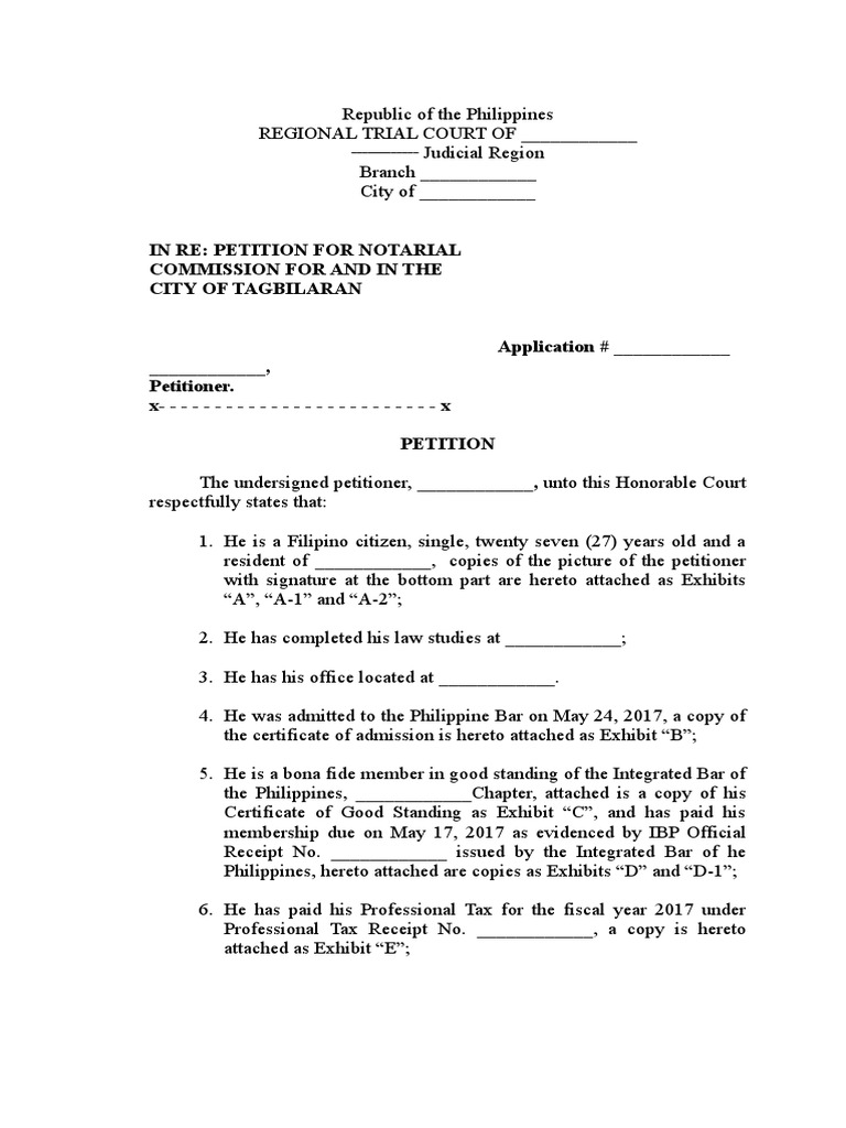 Petition For Notarial Commission Template | PDF | Notary Public | Virtue
