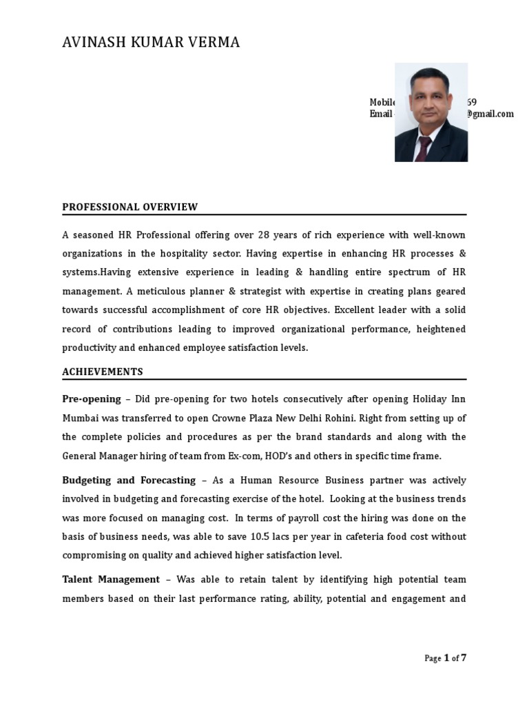 CV Avinash Verma | PDF | Organizational Behavior | Employment