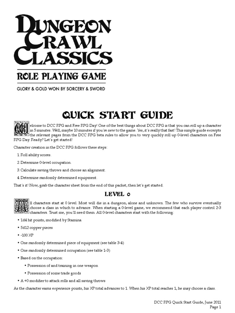 Dungeon Crawl Classics - Quick Start Guide.pdf | Leisure