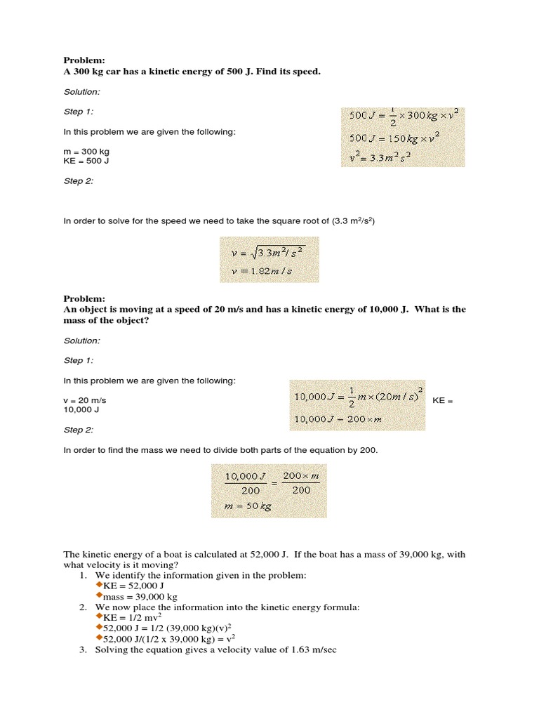 Kinetic Energy Problem | PDF