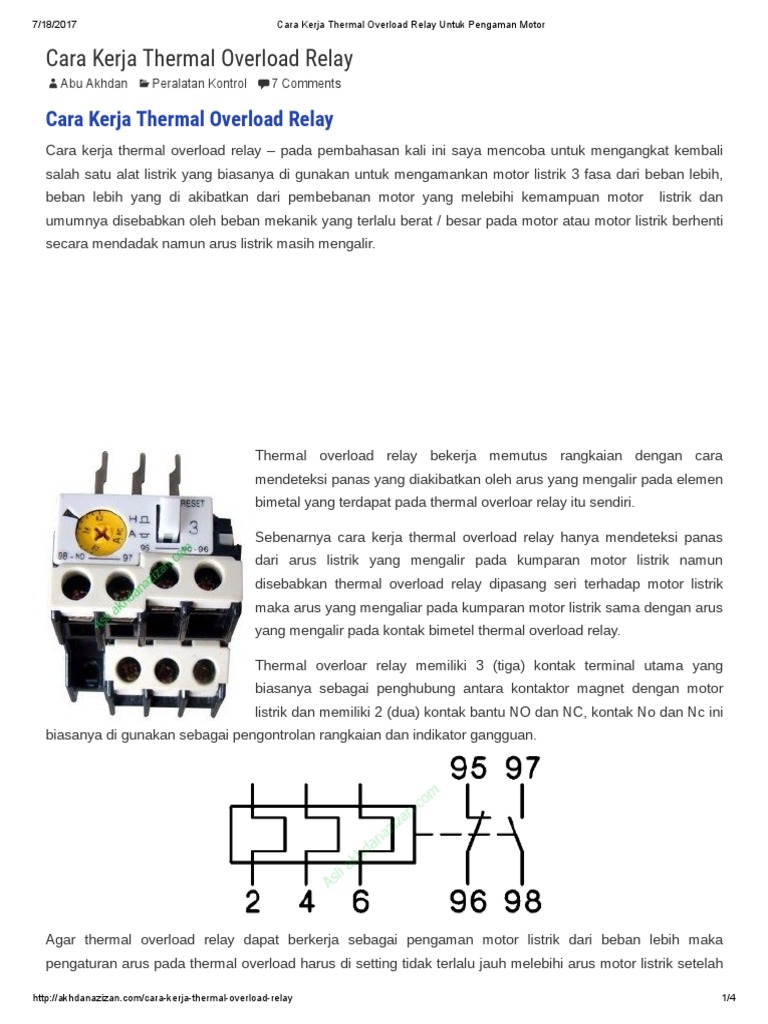 Cara Kerja Thermal Overload Relay Untuk Pengaman Motor | PDF