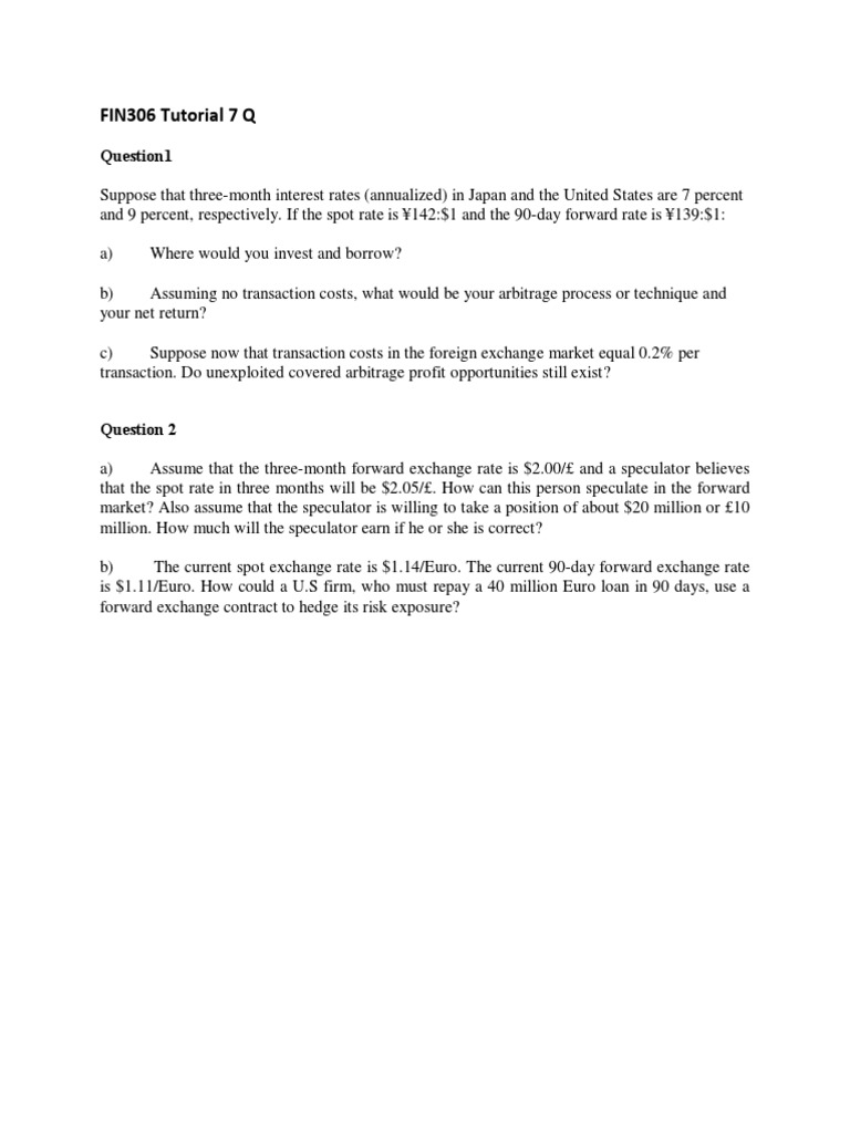 FIN306 Tutorial 7 Q | PDF