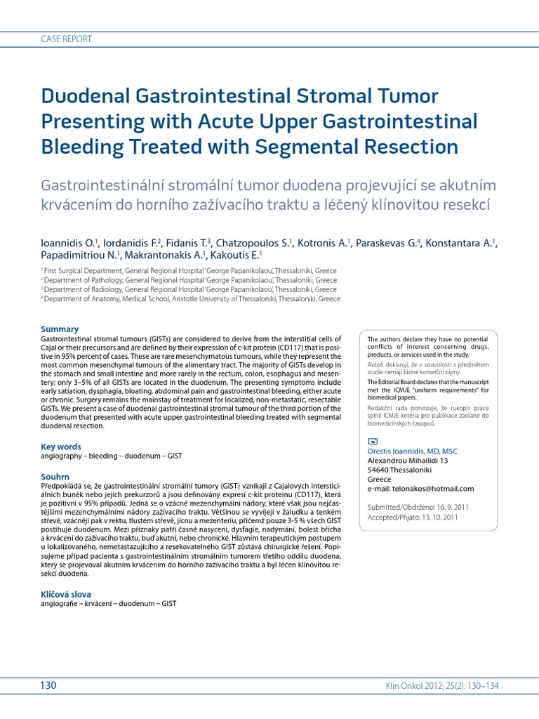 Duodenal Gist | PDF | Gastrointestinal Tract | Metastasis