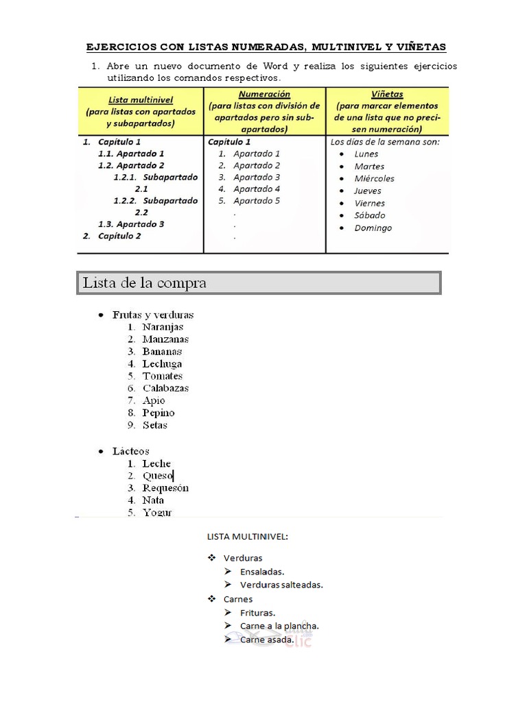 Ejercicios Con Listas Numeradas Blog 1a | PDF Ejercicios Con Listas Numeradas Blog 1a | PDF
