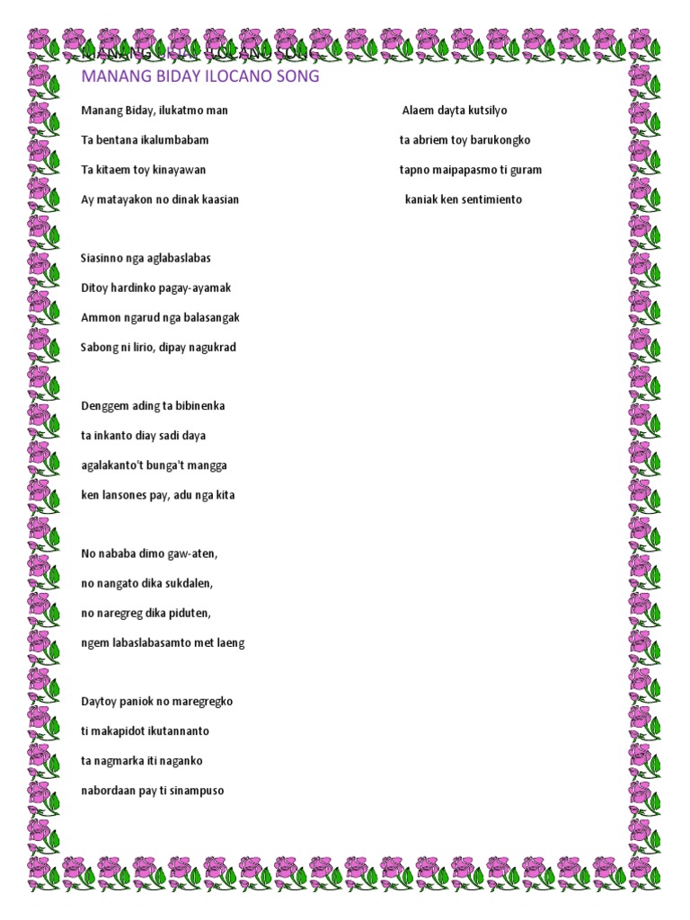 Biday Manang Biday Ilocano Song | PDF