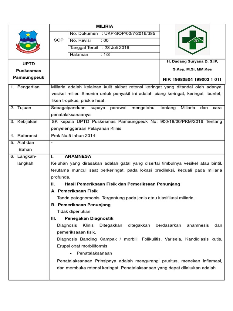Sop Miliaria | PDF