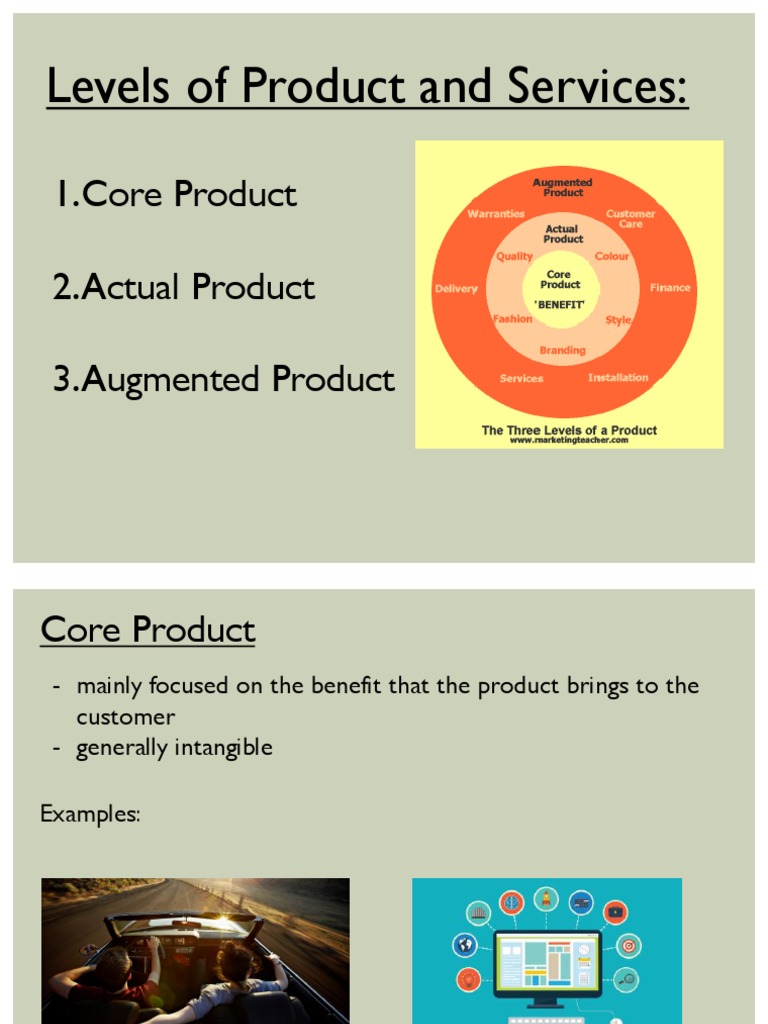 Levels of Product and Services:: 1.core Product 2.actual Product 3 ...