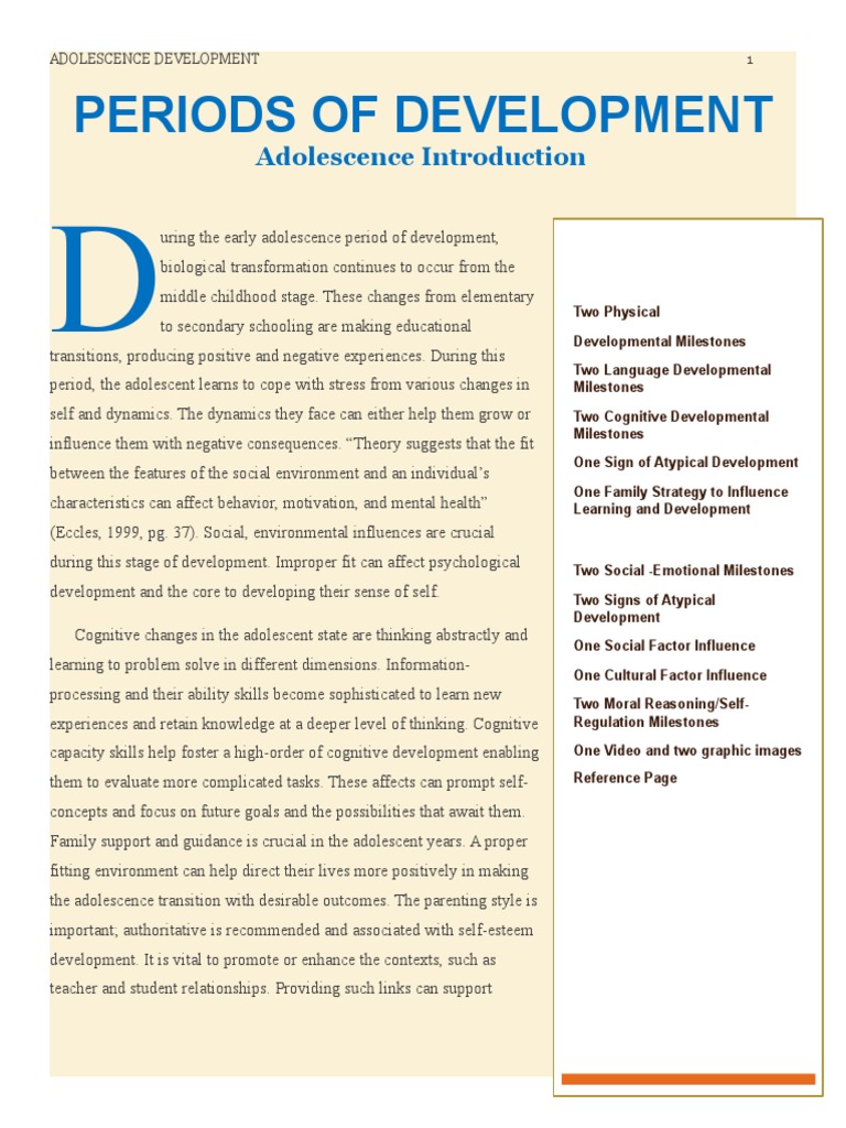 Week 2 Assignment Adolescence Fact Sheet | PDF | Adolescence | Child ...