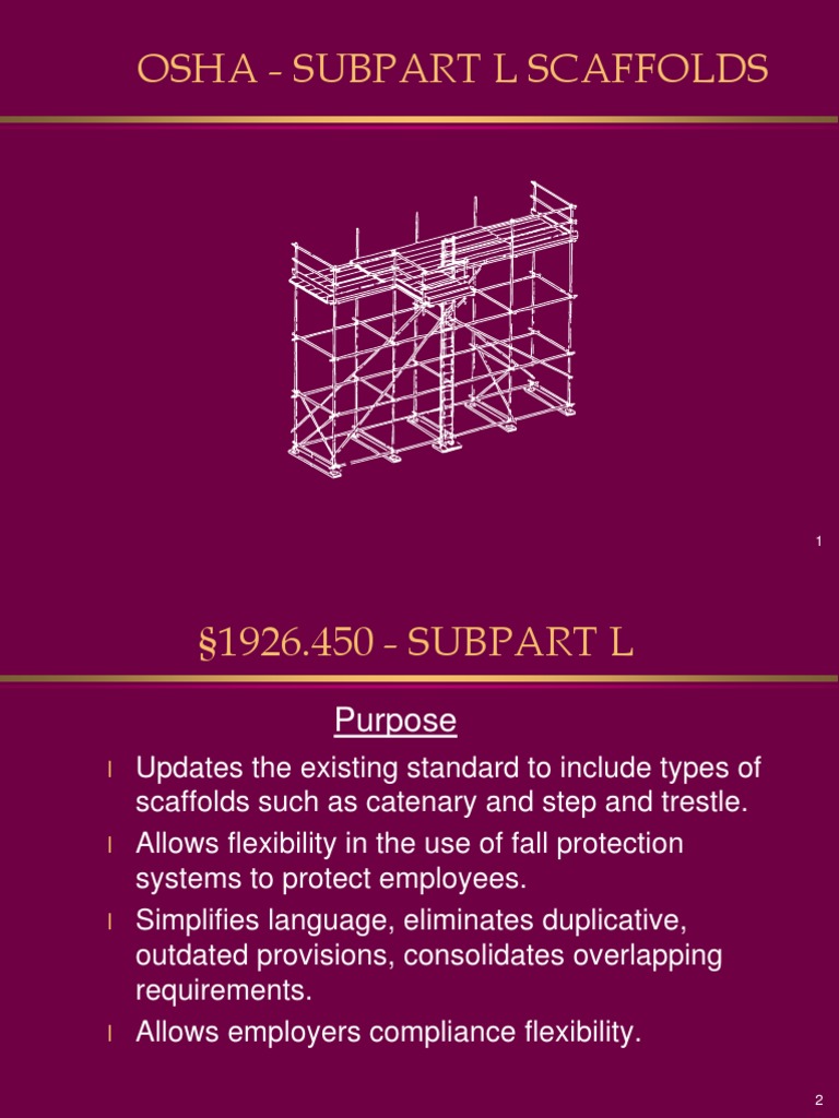 Osha - Subpart L Scaffolds | PDF | Scaffolding | Manufactured Goods