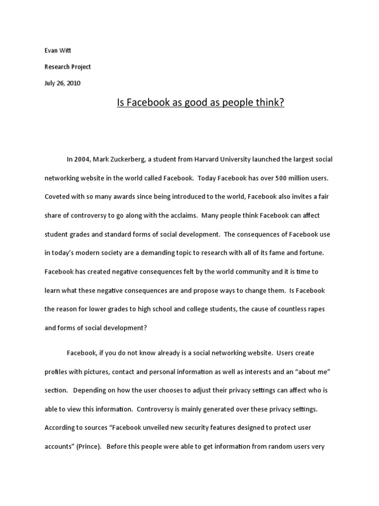Facebook Research Project | PDF | Facebook | Social Networking Service