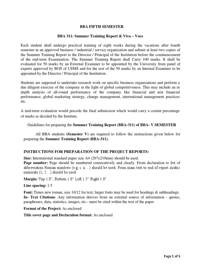 Final - Summer Training Project Report Format Bba - 5th Sem, 2016 | PDF ...