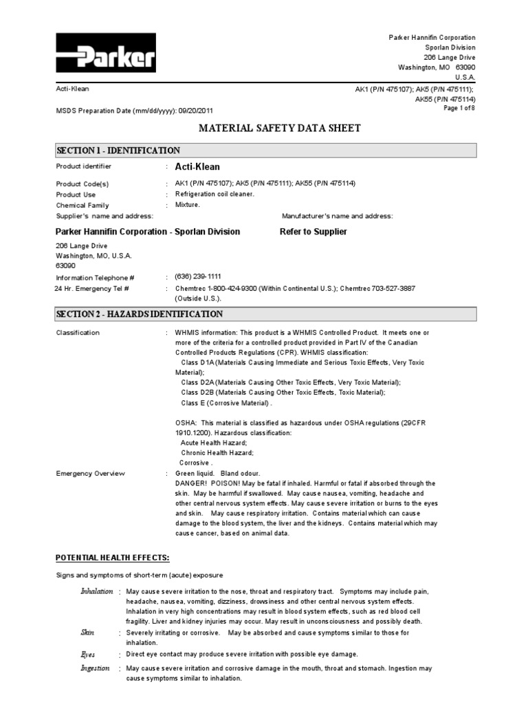 Ak 1 Acti Klean Virginia | PDF | Firefighting | Dangerous Goods