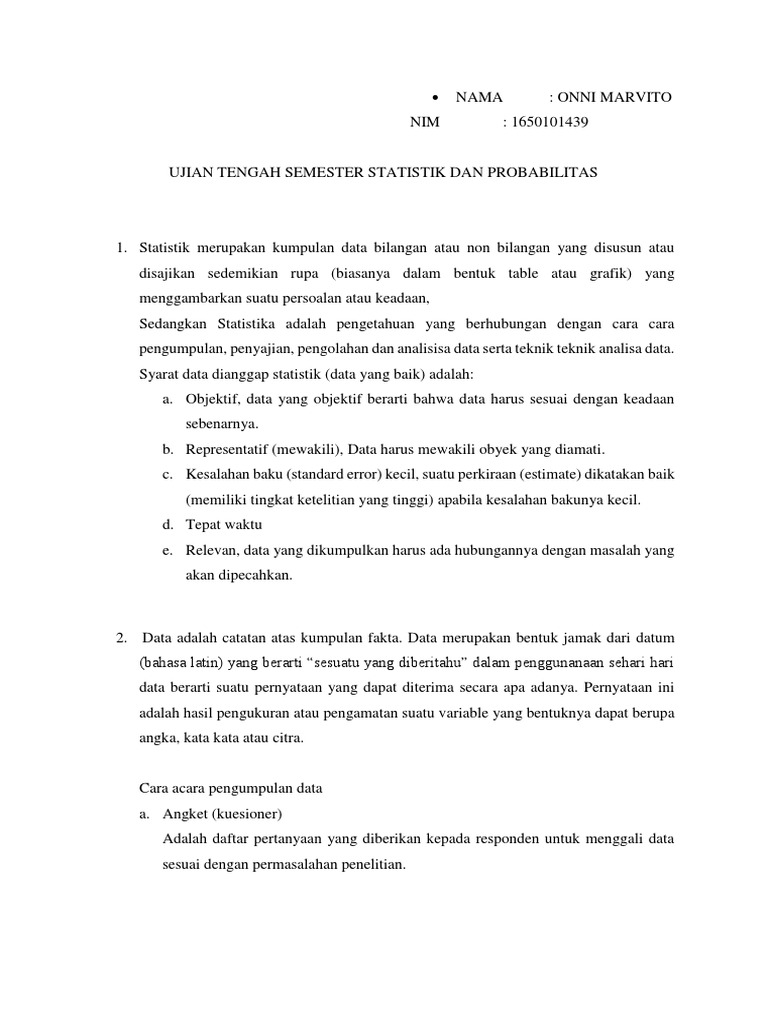 Tugas Statistika Dan Probabilitas | PDF Tugas Statistika Dan Probabilitas | PDF
