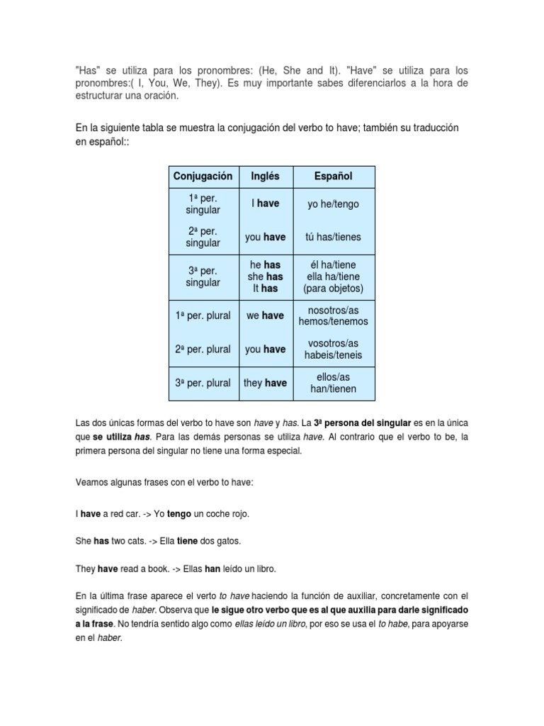 Has y Have | PDF | Plural | Verbo