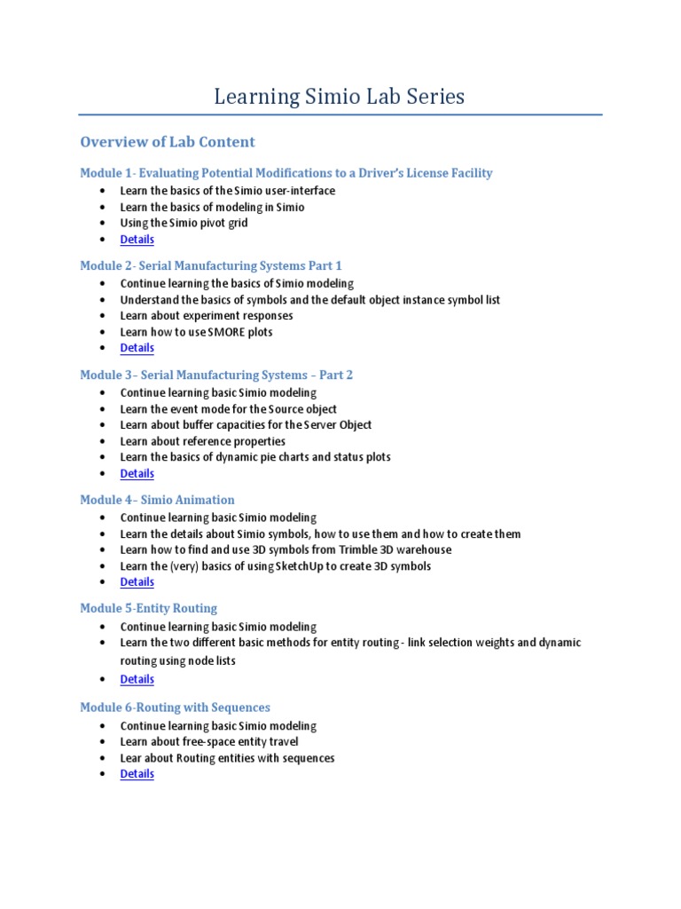 Learning Simio Lab Series | PDF | Library (Computing) | Sketch Up