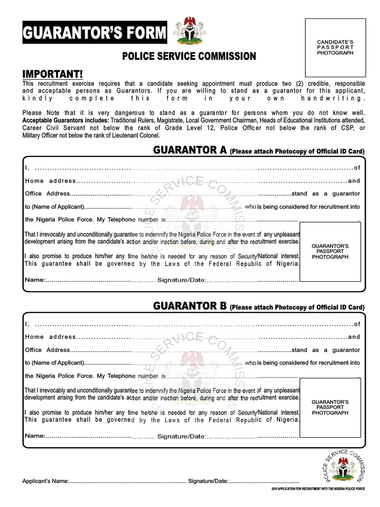 Guarantors-Form D82t7ud6 PDF | PDF | Guarantee | Identity Document