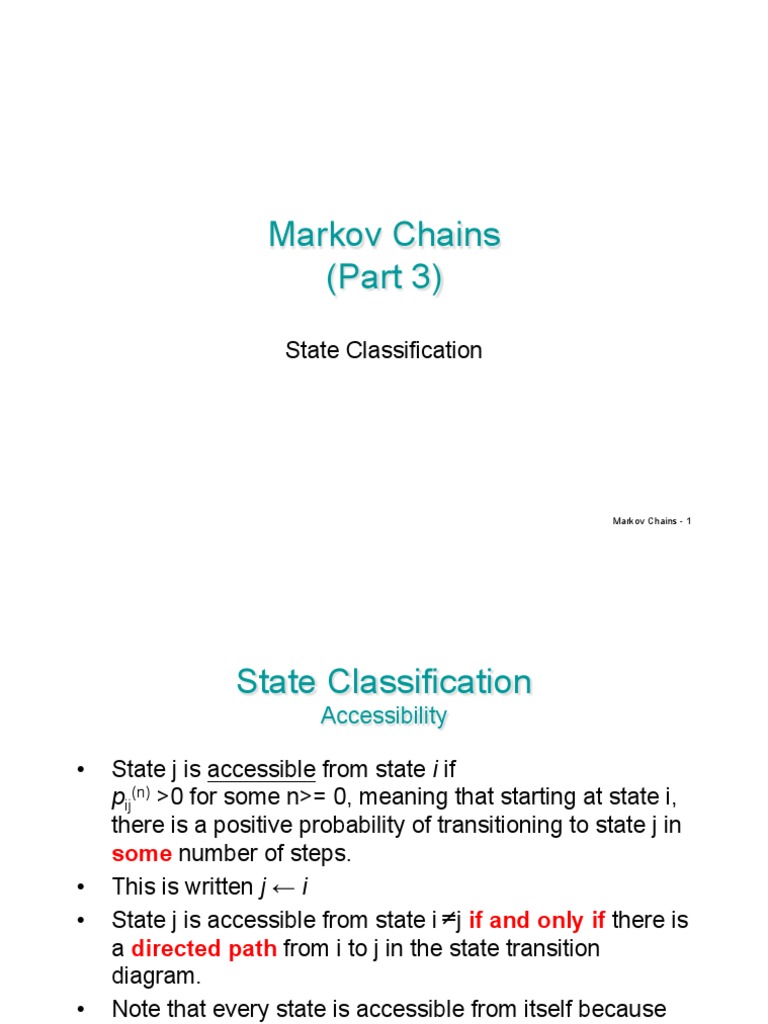 Markov Chains (Part 3) : State Classification | PDF | Markov Chain | Abstract Algebra