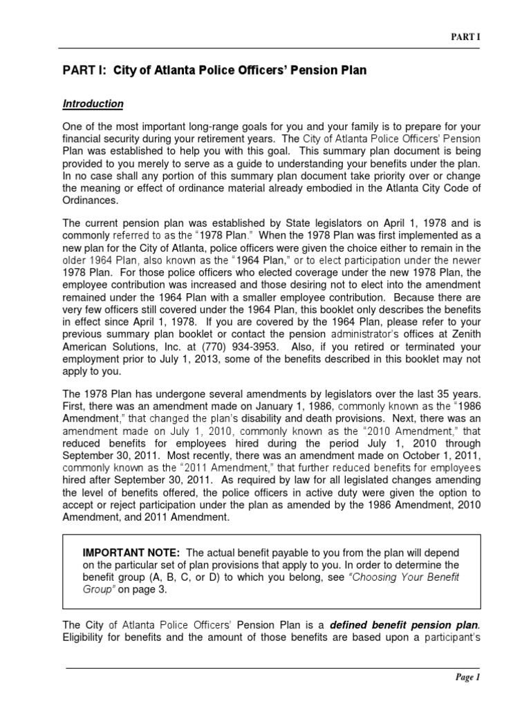 SPD Police 2013 Version | PDF | Pension | Defined Benefit Pension Plan