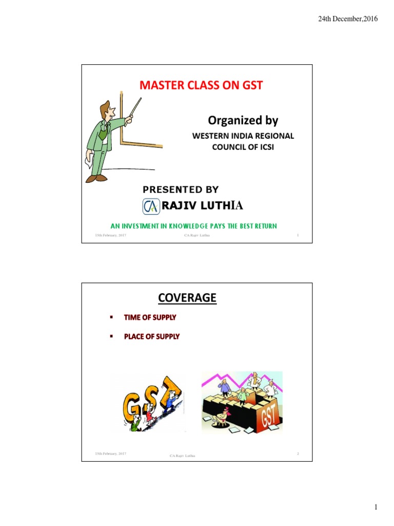 GST Master Class: Time & Place of Supply | PDF | Invoice | Receipt