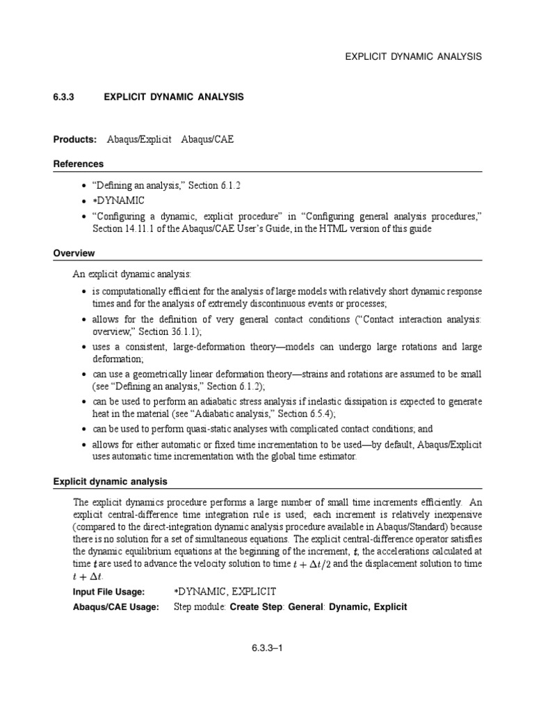 Explicit Dynamic Analysis - Abaqus | Download Free PDF | Young's Modulus | Matrix (Mathematics)